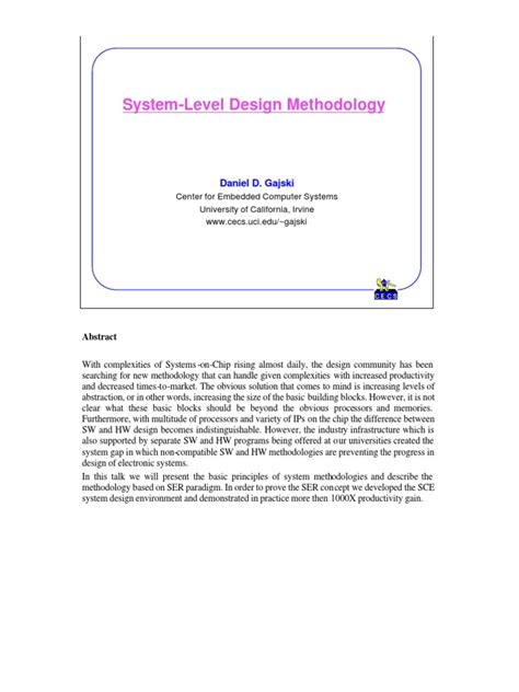 Pdf System Level Design Methodology Dokumen Tips