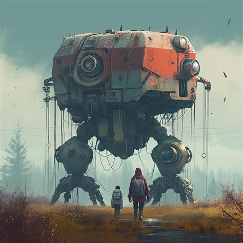 Premium Ai Image A Giant Robot Concept Art