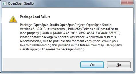 OPenSpan Studio Package Load Failure Techyv