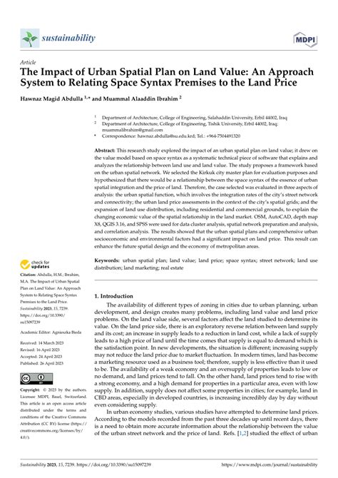 pdf the impact of urban spatial plan on land value an approach