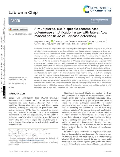 Pdf A Multiplexed Allele Specific Recombinase Polymerase Amplification Assay With Lateral
