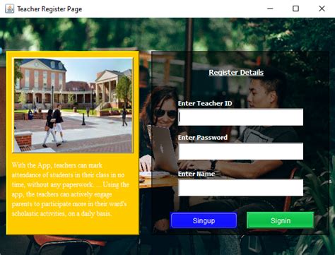d tech academic attendance system app in java swing and mysql database