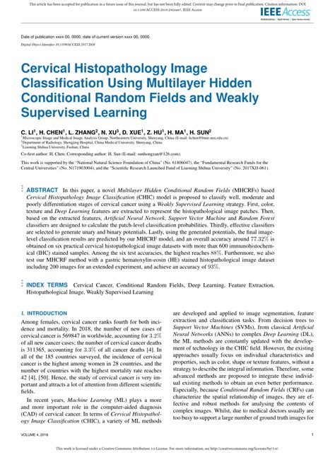 Pdf Cervical Histopathology Image Classification Using Multilayer