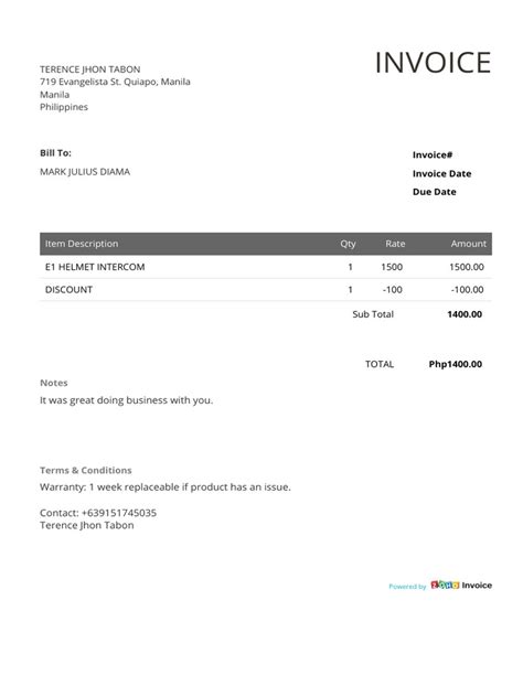 Sample Invoice Pdf