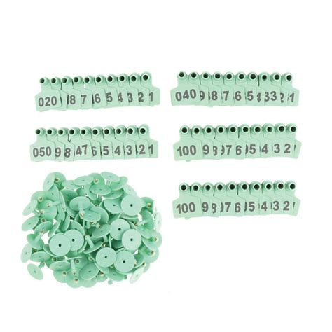 1 100 Cattle Number Ear Tag 6x7cm Set Medium Green Sheep Livestock L