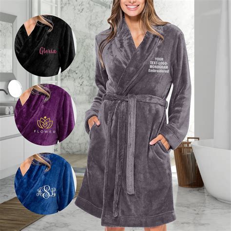 Personalized Women Plush Robe Custom Embroidered Fleece Plush Robe