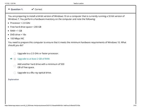 Test Out Lab Sim 1026 Practice Questions Question 1 Correct You