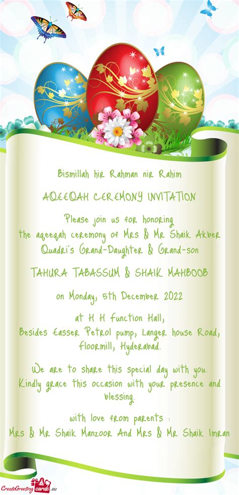 The Aqeeqah Ceremony Of Mrs And Mr Shaik Akber Quadris Grand Daughter