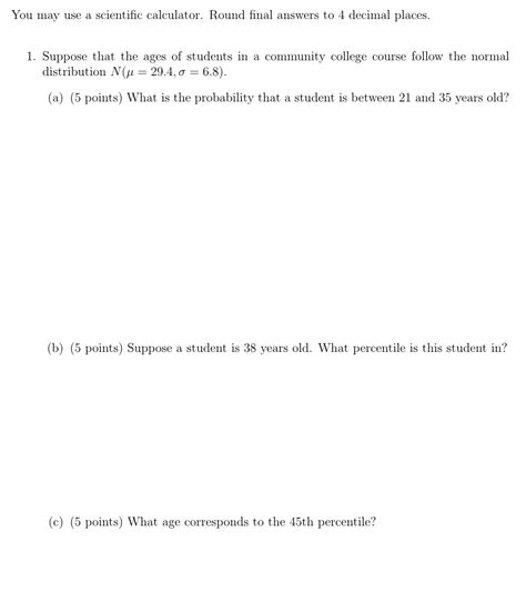Solved You May Use A Scientific Calculator Round Final Chegg Com