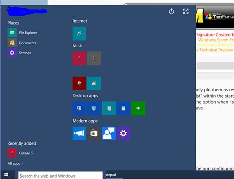 Only Pin To Start As A Tile And Not Pin To Start Menu Page Windows Forums