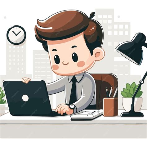 Premium Vector Businessman Working On Laptop Computer In Office 3d Character Cartoon Illustration