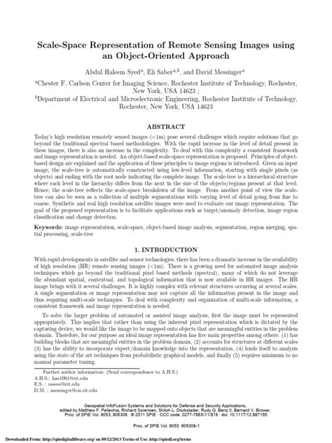 scale space representation spie 2011 pdf telecommunications