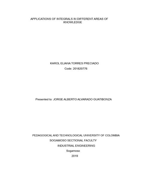 Applications Of Integrals In Different Areas Of Knowledge Pdf
