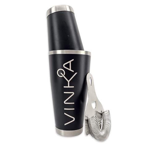 Vinka Weighted Boston Tin Shaker Set And Hawthorne Strainer