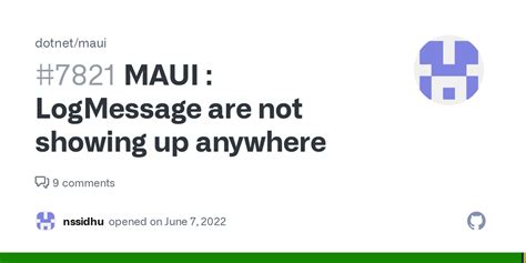 Maui Logmessage Are Not Showing Up Anywhere · Issue 7821 · Dotnetmaui · Github