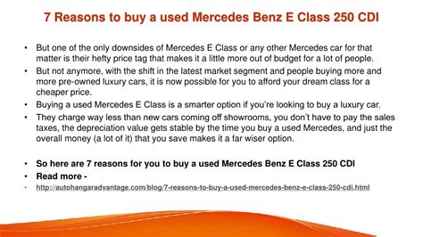 Ppt 7 Reasons To Buy A Used Mercedes Benz E Class 250 Cdi Powerpoint