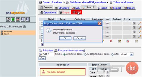 Deleting Tables From A Database With Phpmyadmin