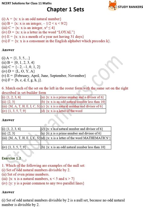 Ncert Solutions For Class 11 Maths Chapter 1 Sets