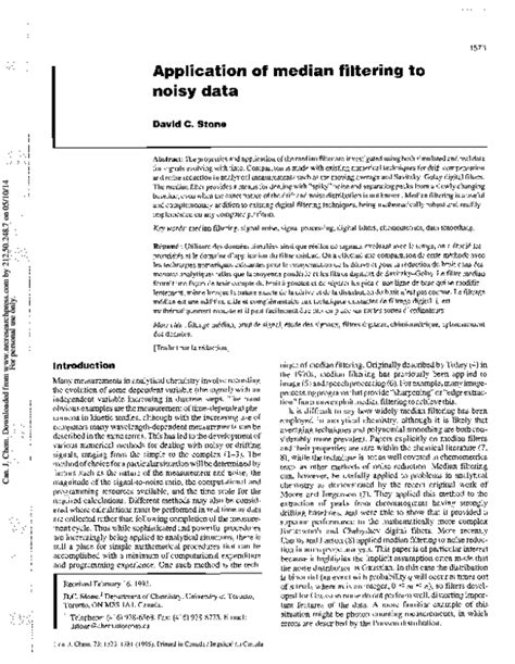 Pdf Application Of Median Filtering To Noisy Data