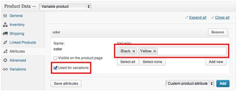 Wordpress Woocommerce Product Variations Select All And Select None