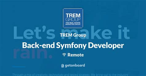 Back End Symfony Developer At Trem Group Remote Work From Home Get On Board
