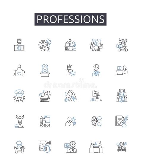 Professions Line Icons Collection Careers Vocations Occupations Workforce Tradespeople