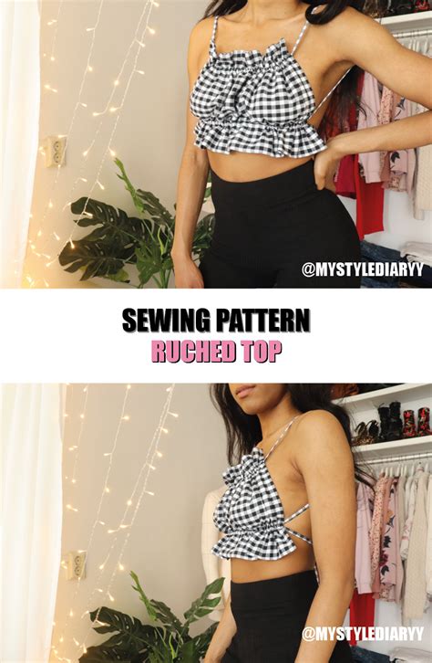 Ruched Backless Crop Top For Women Pdf Sewing Pattern Etsy