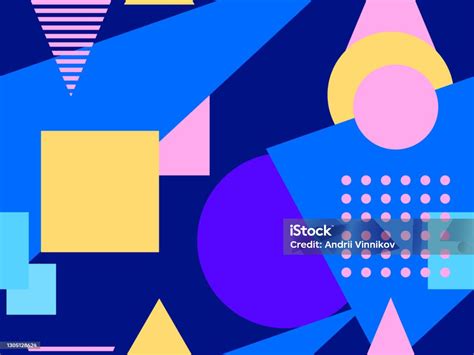 80 년대 의 스타일기하학적 원활한 패턴 종이 광고 재료 및 직물에 인쇄하기위한 트렌디 한 복고풍 배경 벡터 일러스트레이션 0명에 대한 스톡 벡터 아트 및 기타 이미지