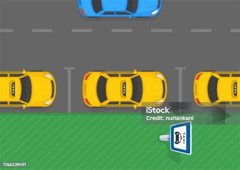 야외 주차 규칙 및 팁 교통 표지판이 있는 택시 전용 주차장의 평면도 벡터 일러스트 레이 션 템플릿 거리에 대한 스톡 벡터 아트 및 기타 이미지 Istock