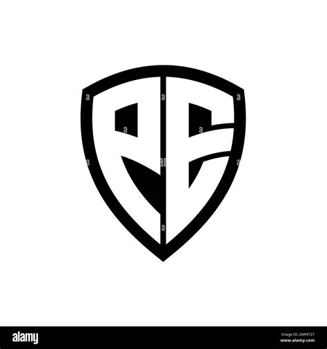 Pe Monogram Logo With Bold Letters Shield Shape With Black And White Color Design Template Stock