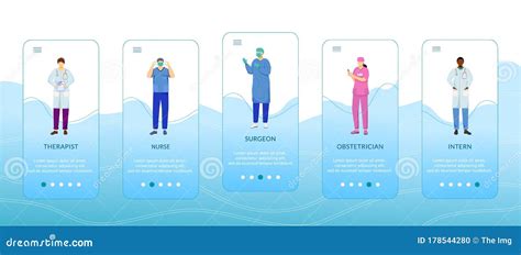 Medical Professionals Onboarding Mobile App Screen Vector Template Stock Vector Illustration
