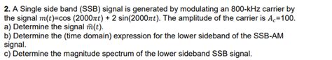 Solved 2 A Single Side Band Ssb Signal Is Generated By