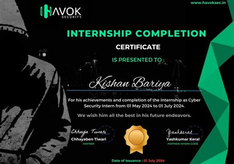 Kishan Bariya On Linkedin Internship Cybersecurity Havoksecurity