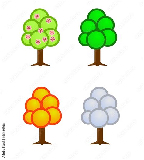 Cartoon Tree Set Four Seasons Stock Vector Adobe Stock