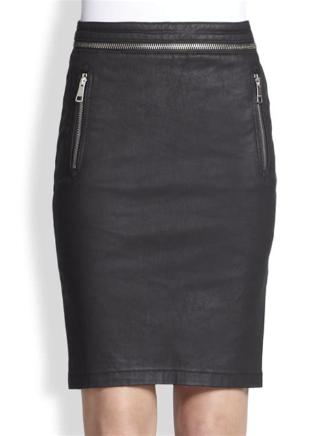 Burberry Brit Waxed Cotton Pencil Skirt In Black Lyst