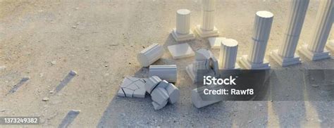 클래식 기둥 대리석 기둥 깨진 공중 보기 고대 그리스 유적 3d 렌더 0명에 대한 스톡 사진 및 기타 이미지 0명 건물