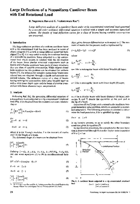 Pdf Large Deflections Of A Nonuniform Cantilever Beam With End