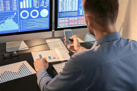Premium Photo Male Broker Working In Office Finance Trading Concept