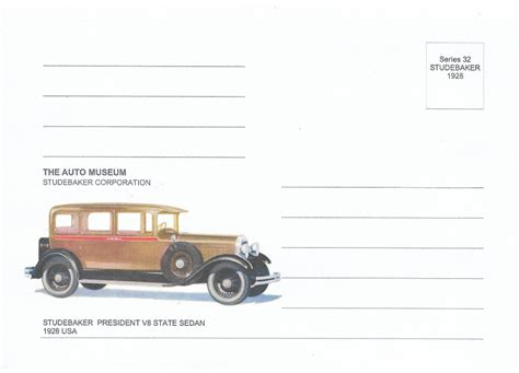 Набор из 9 немаркированный конвертов "The Auto museum. Studebaker ...