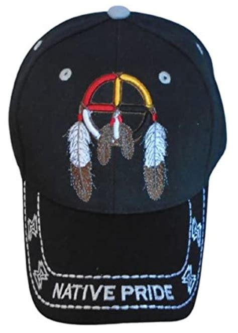 Native Pride Baseball Caps And Hats Medicine Wheel Embroidered Black