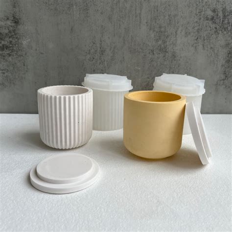 Tank Cup Silicone Mold Stash Jar Silicone Mold With Lid Storage Cement