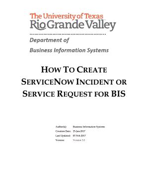 Fillable Online SERVICENOW INCIDENT OR Fax Email Print PdfFiller