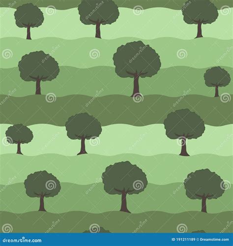 seamless repeating pattern of trees stock illustration illustration