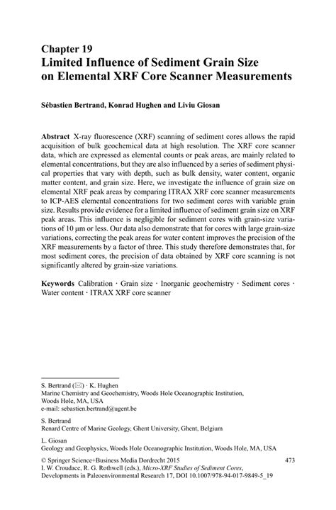 Pdf Limited Influence Of Sediment Grain Size On Elemental Xrf Core