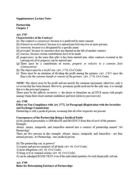 Supplementary Lecture Notes Pdf Partnership Limited Partnership
