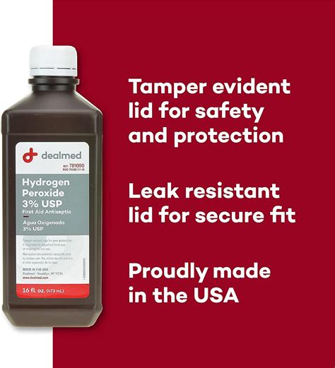 Dealmed Hydrogen Peroxide 3 Usp 16 Fl Oz Usa Made First Aid