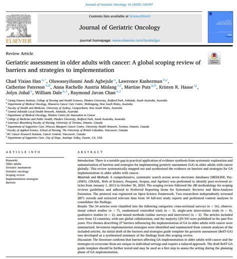 Geriatric Assessment In Cancer Chad Han Highlights 27 Barriers And 17