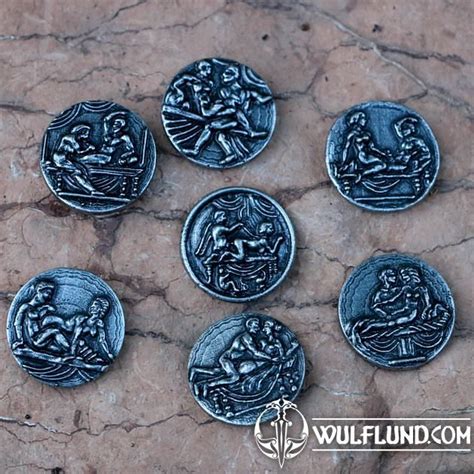 7 DAYS OF PLEASURE Erotic Coins Set And Pouch Pompeii Drakkaria Erotic Tokens And Coins Coins
