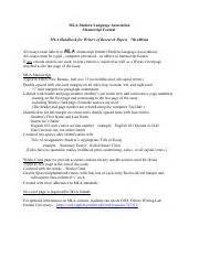 MLA Manuscript Format For Essays MLA Modern Language Association Manuscript Format MLA