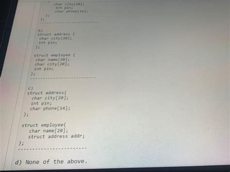 Solved Which Of The Following Is An Example Of Nested